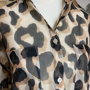 Monki | Dresses | Monki Dress Cheetah Animal Print Sheer Shirt Dress ...